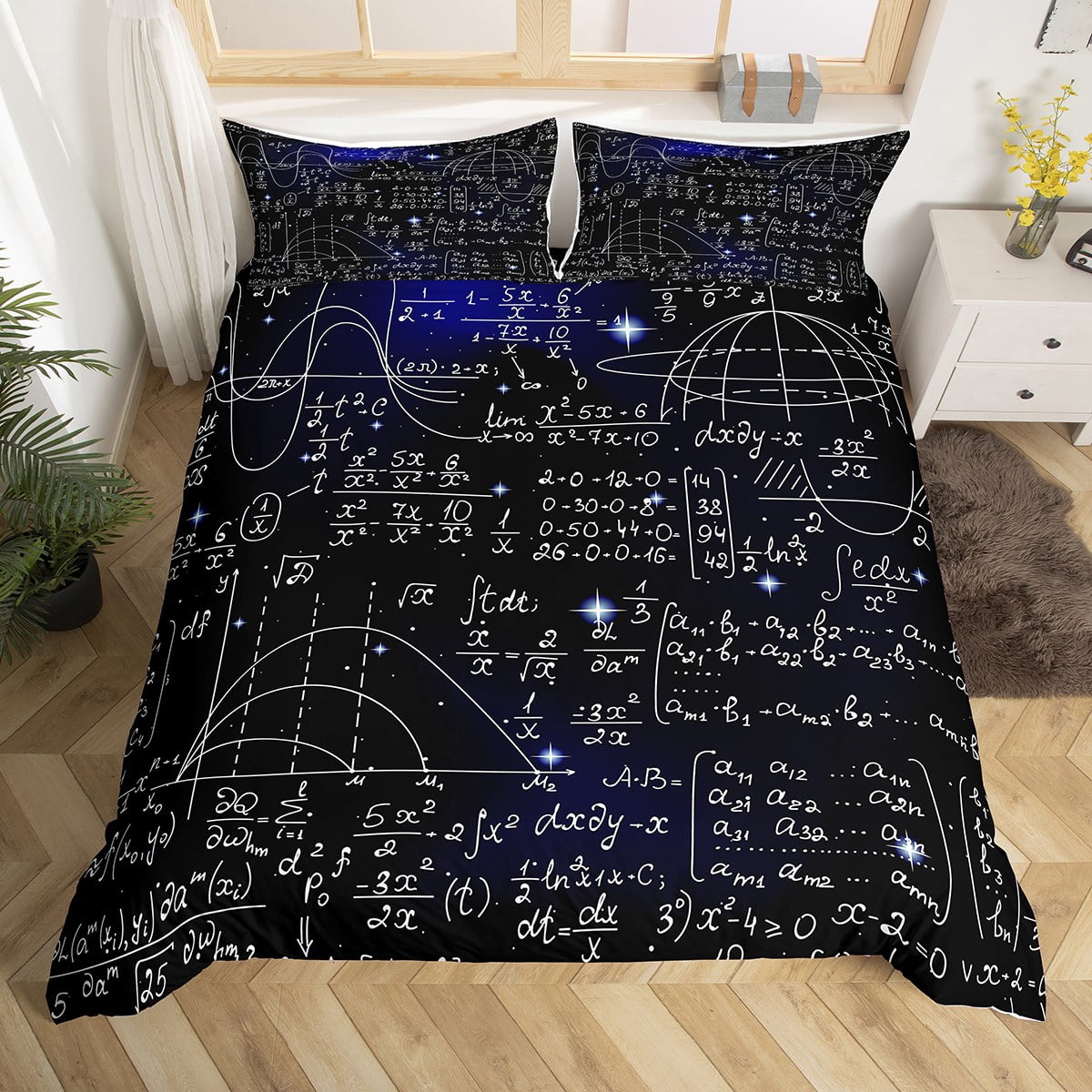 Math Equation Bedding Set Twin Mathematics Formula Duvet Cover Blue ...