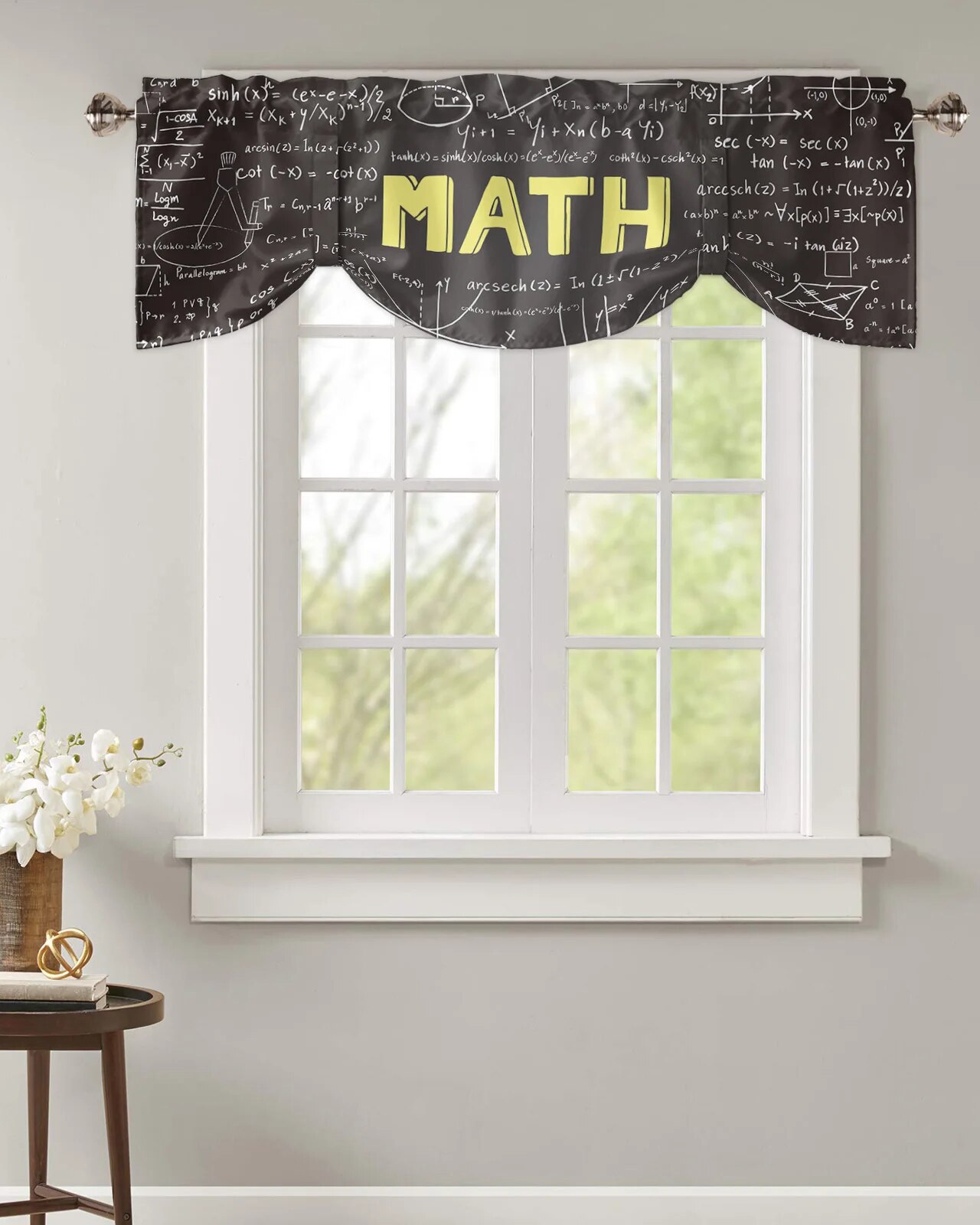 Math Equation Blackboard Small Curtain Rod Pocket Short Curtains Home ...