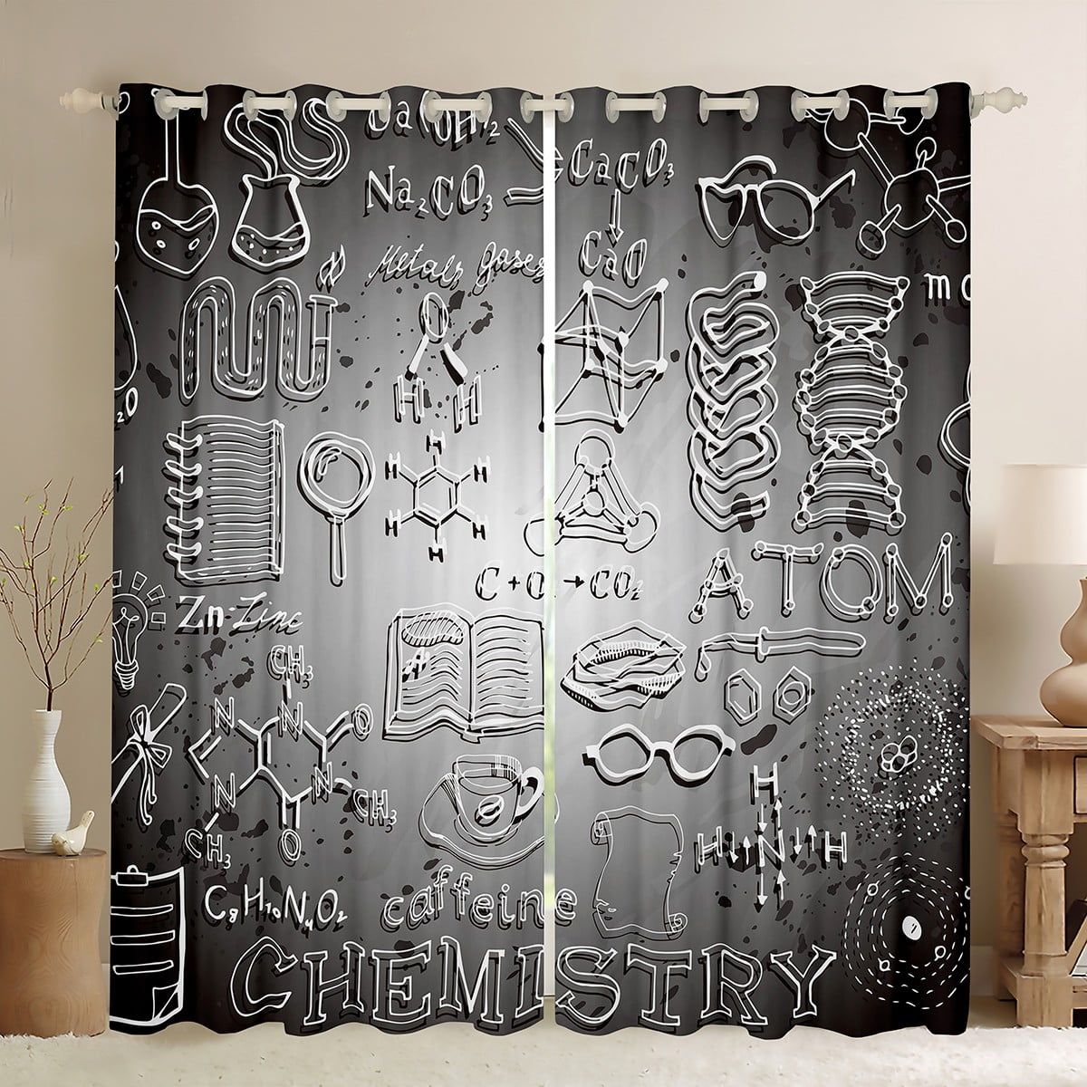 Math Equation Blackout Curtains Science Theme Curtains Math Geometry ...