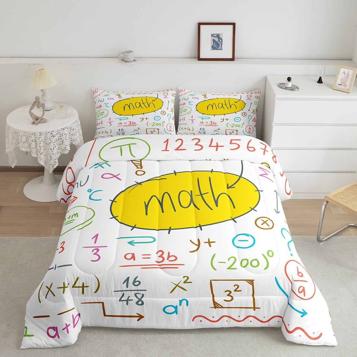 Math Equation Comforter Set Math Geometry Science Bedding Full for Boys ...