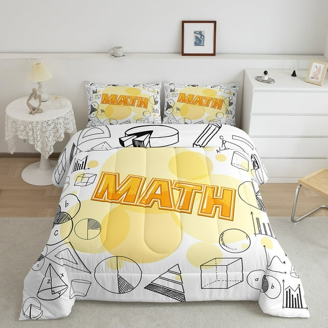 Math Equation Comforter Set Queen Size Math Theme Bedding for Boys ...