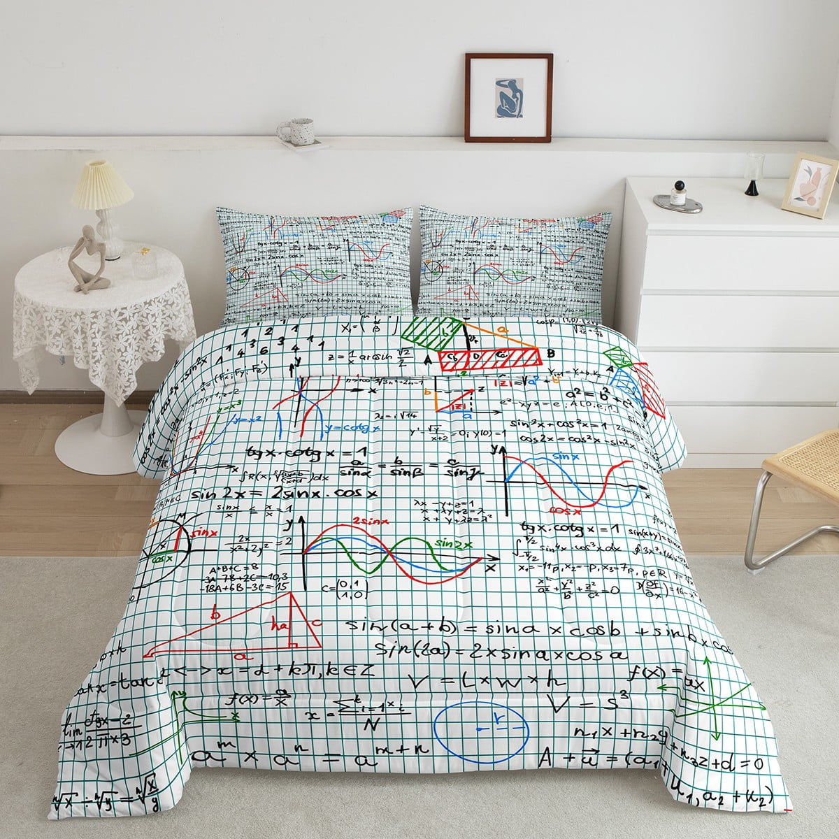Math Equation Comforter Sets King for Boys Girls Mathematics Formula ...