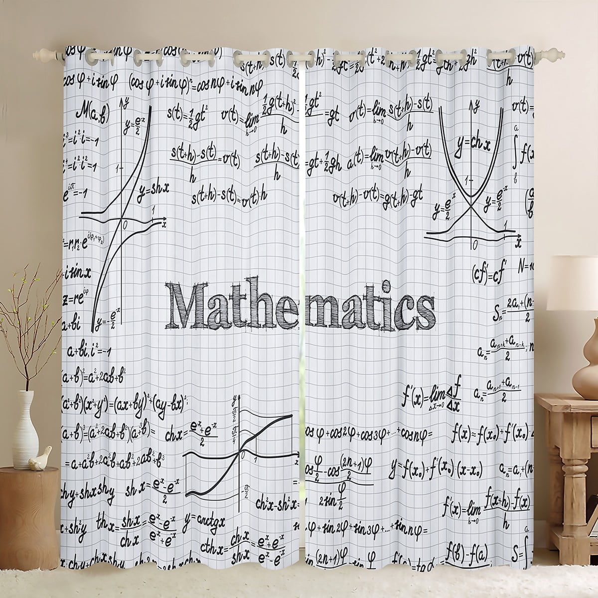 Math Equation Curtains for Boys Girls Math Theme Window Curtains Math ...