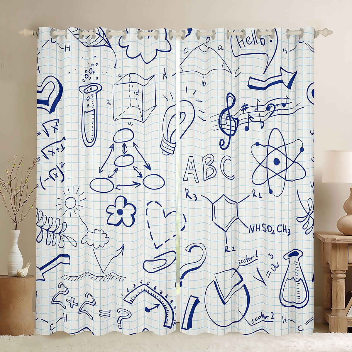 Math Equation Curtains Mathematics Formula Window Curtains Math Theme ...
