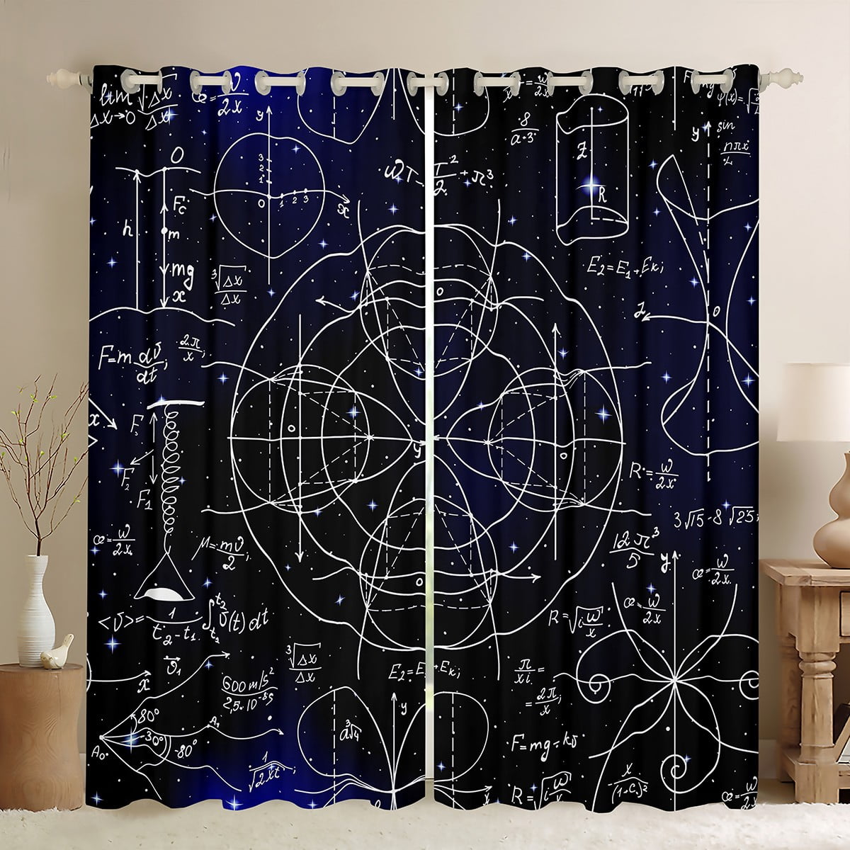 Math Equation Curtains for Boys Girls Mathematics Formula Window ...
