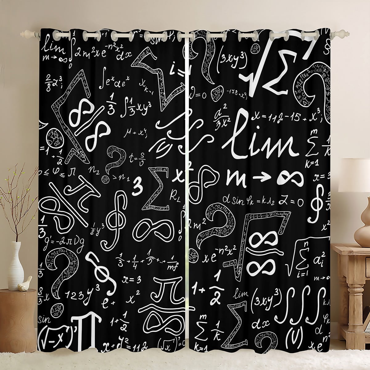 Math Equation Curtains for Boys Girls Math Theme Window Curtains ...