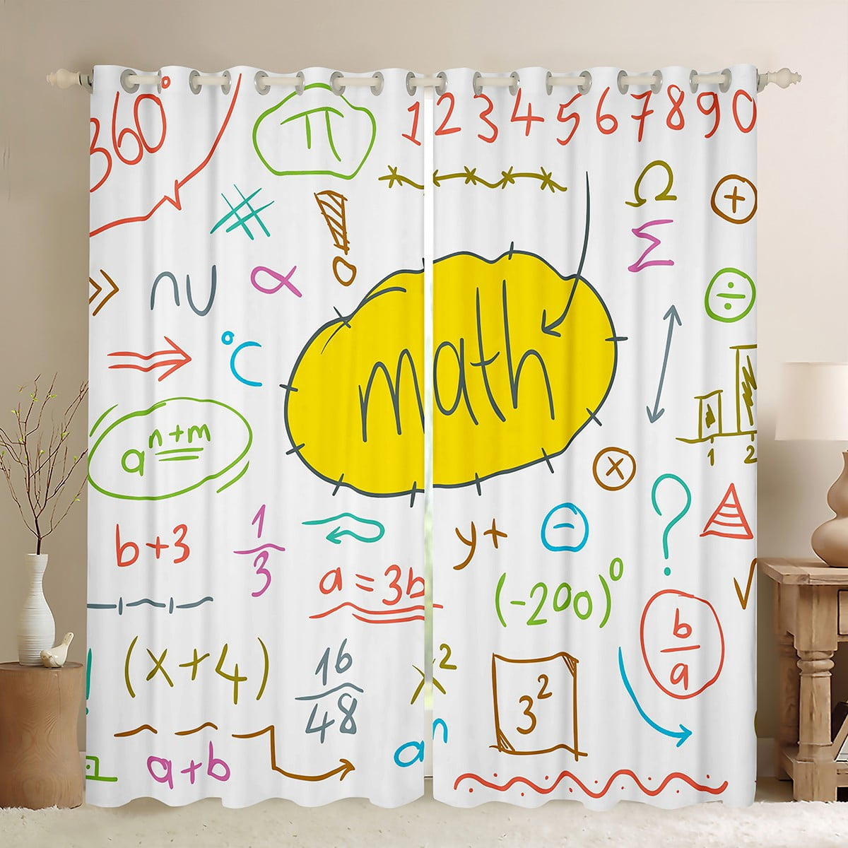 Math Equation Curtains Math Geometry Science Window Curtains for Boys ...