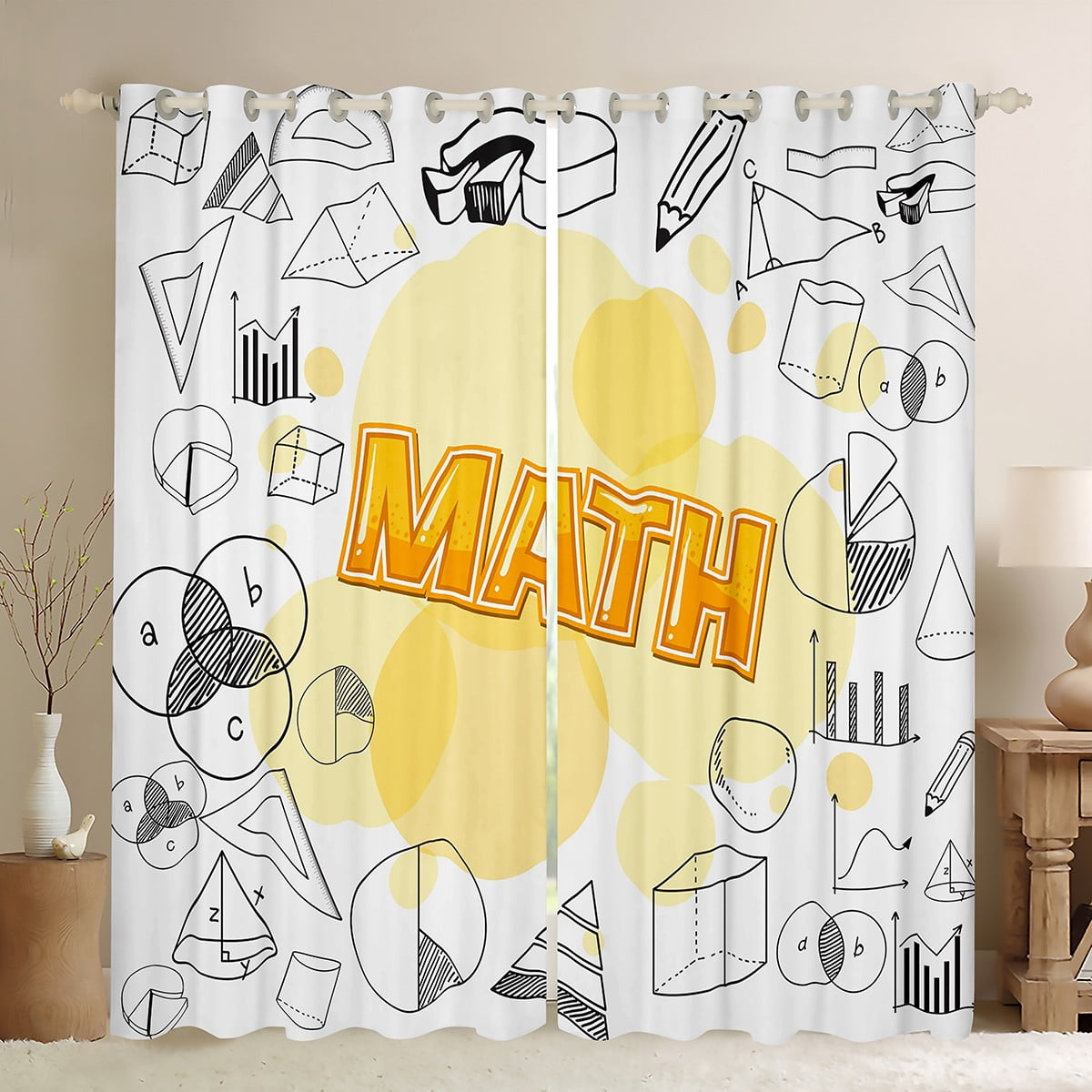Math Equation Curtains Math Theme Window Curtains for Boys Girls ...