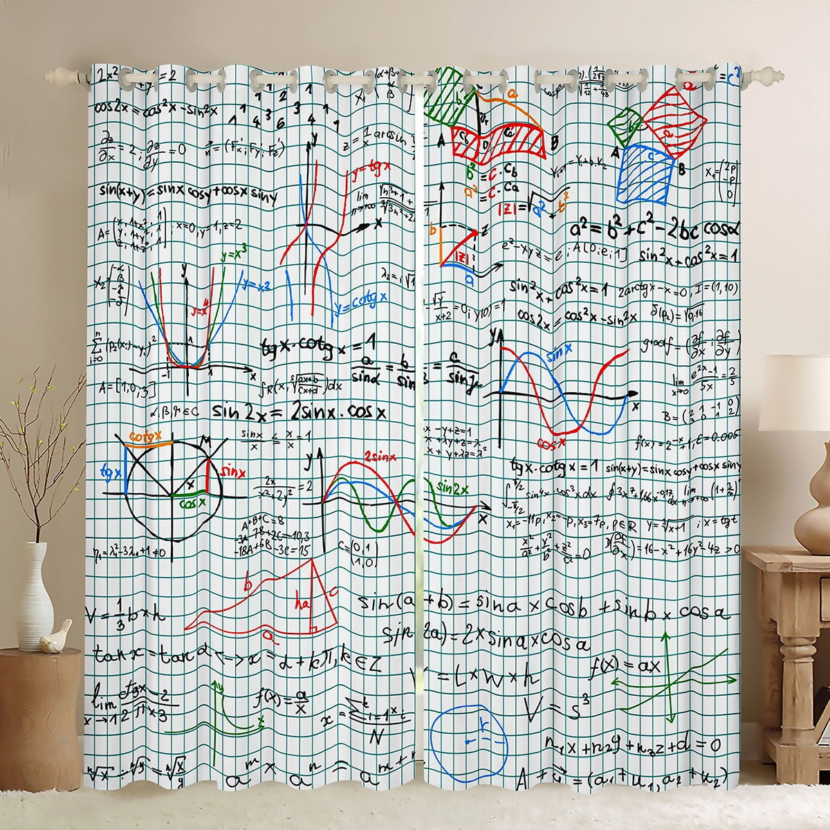 Math Equation Curtainss Mathematics Formula Window Curtains Math ...
