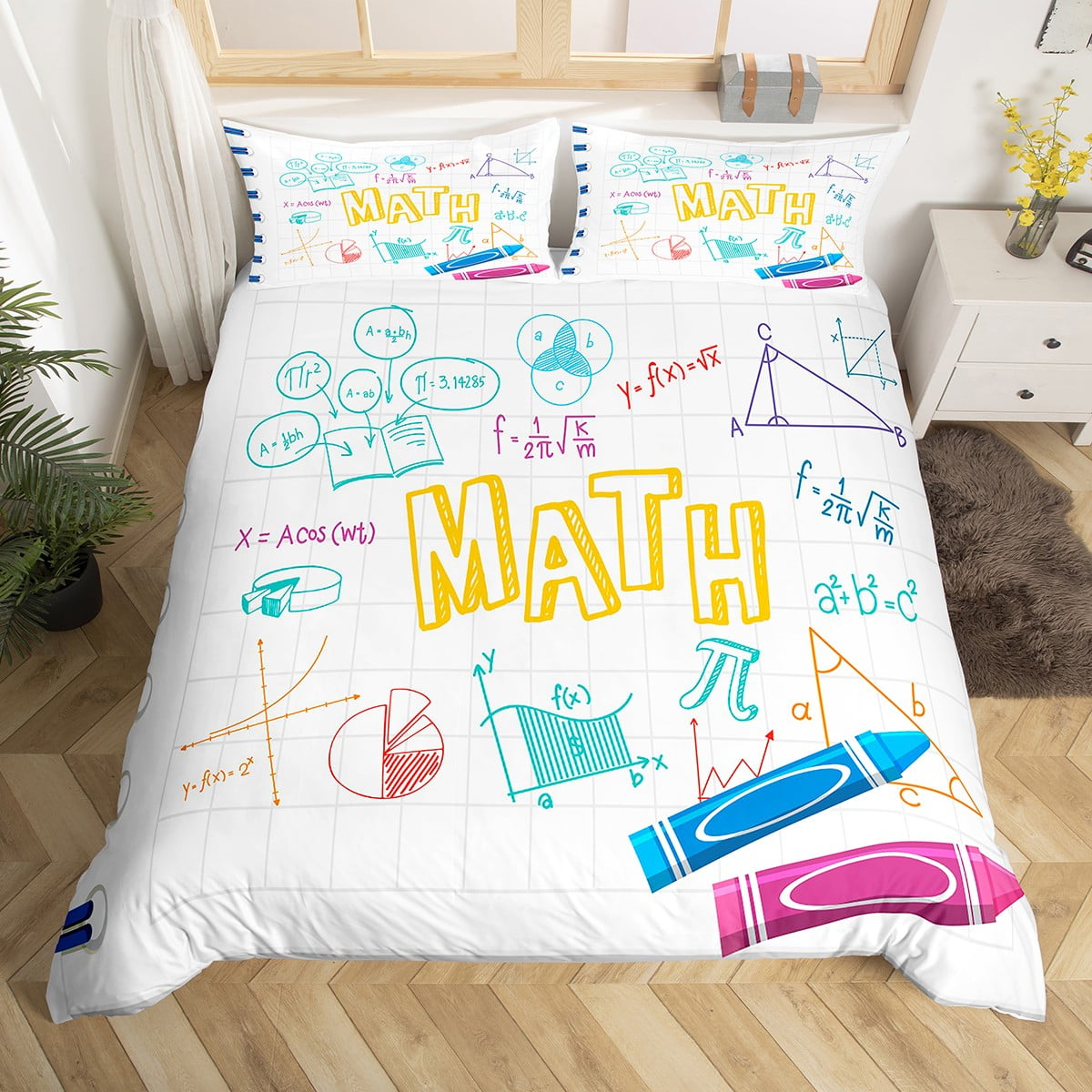 Math Equation Duvet Cover King Size Math Theme Bedding Set for Boys ...