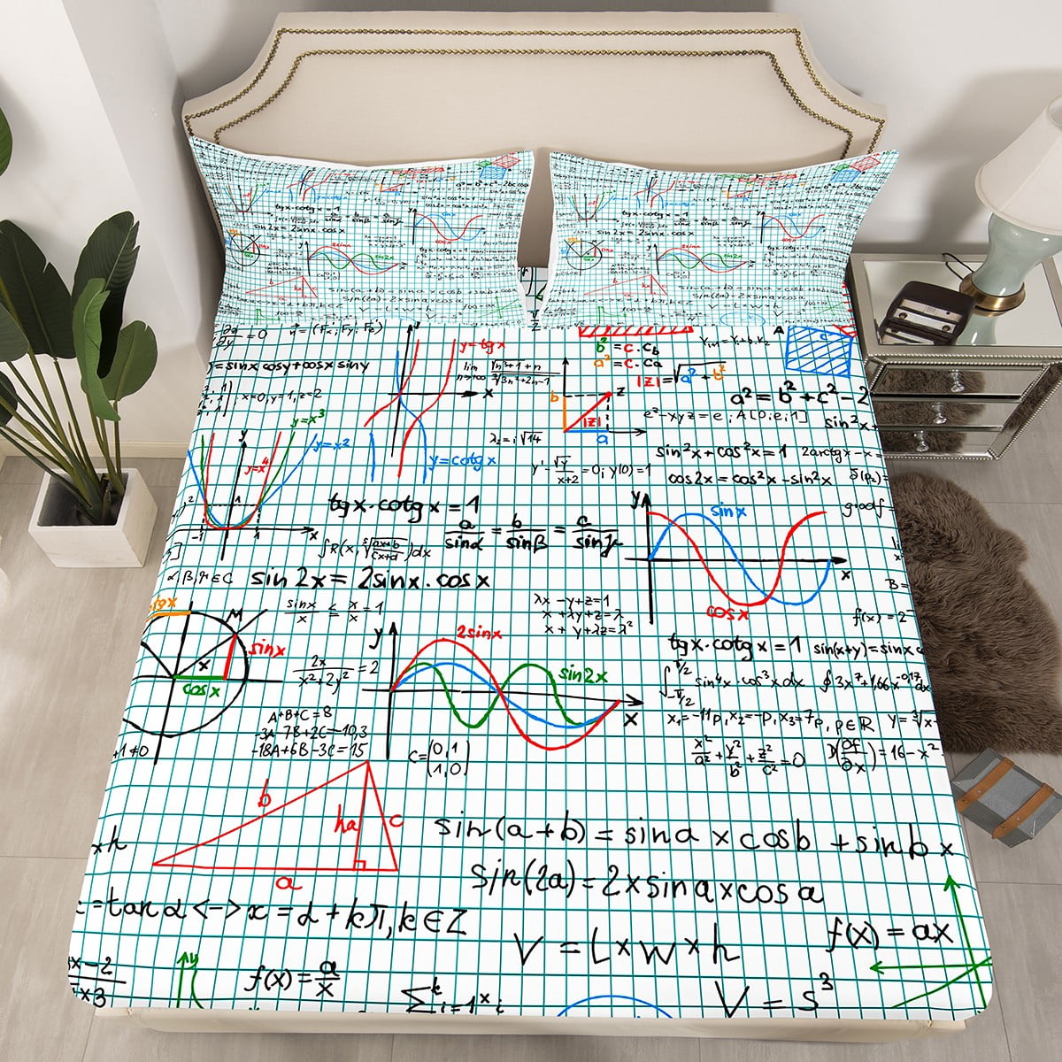 Math Equation Fitted Sheet Twin for Boys Girls Mathematics Formula ...