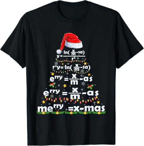 Math Equation Merry X-mas Funny Math Teacher Christmas Humor T-Shirt ...