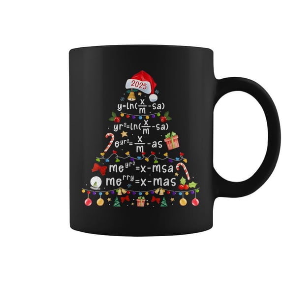 Math Equation Merry Xmas 2025 Season Teacher Christmas Tree Coffee Mugs ...