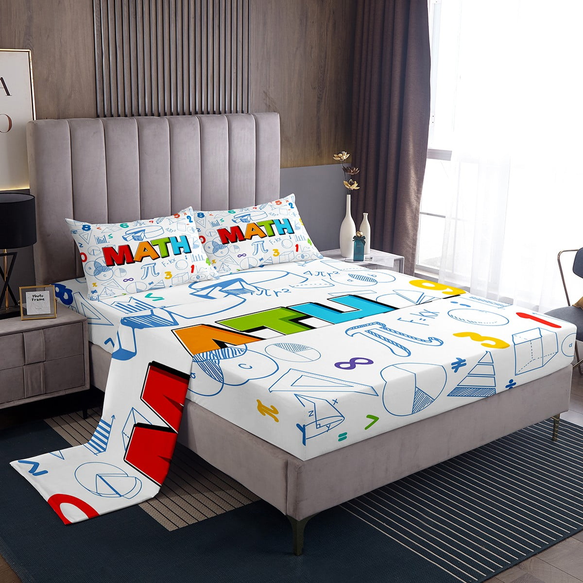 Math Equation Sheet Set Queen for Boys Girls Math Theme Bed Sheets Set ...