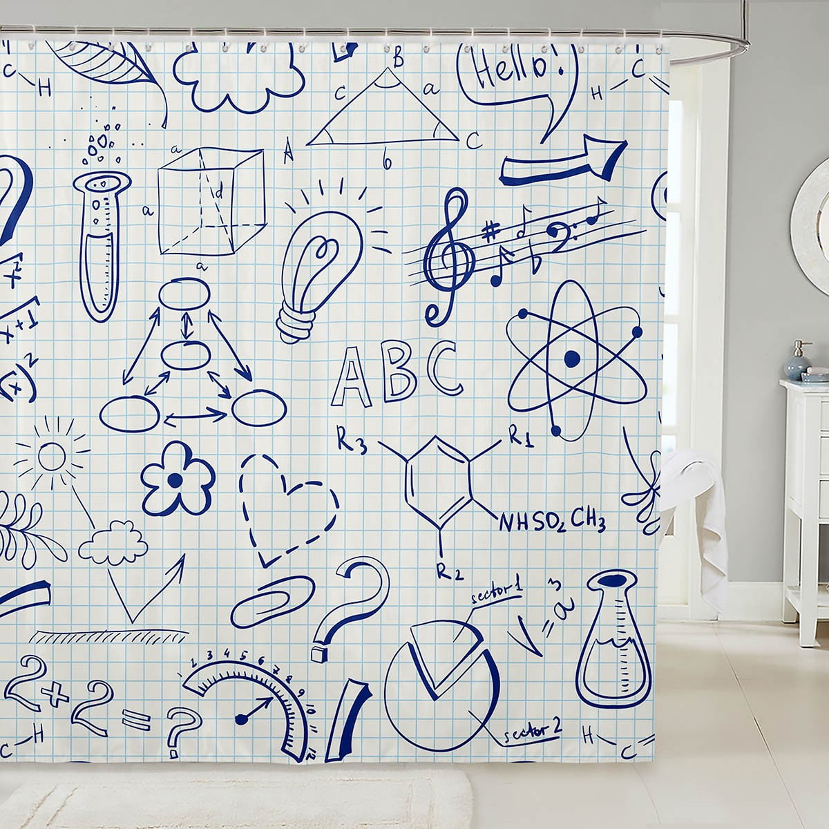 Math Equation Shower Curtain for Boys Girls Mathematics Formula ...