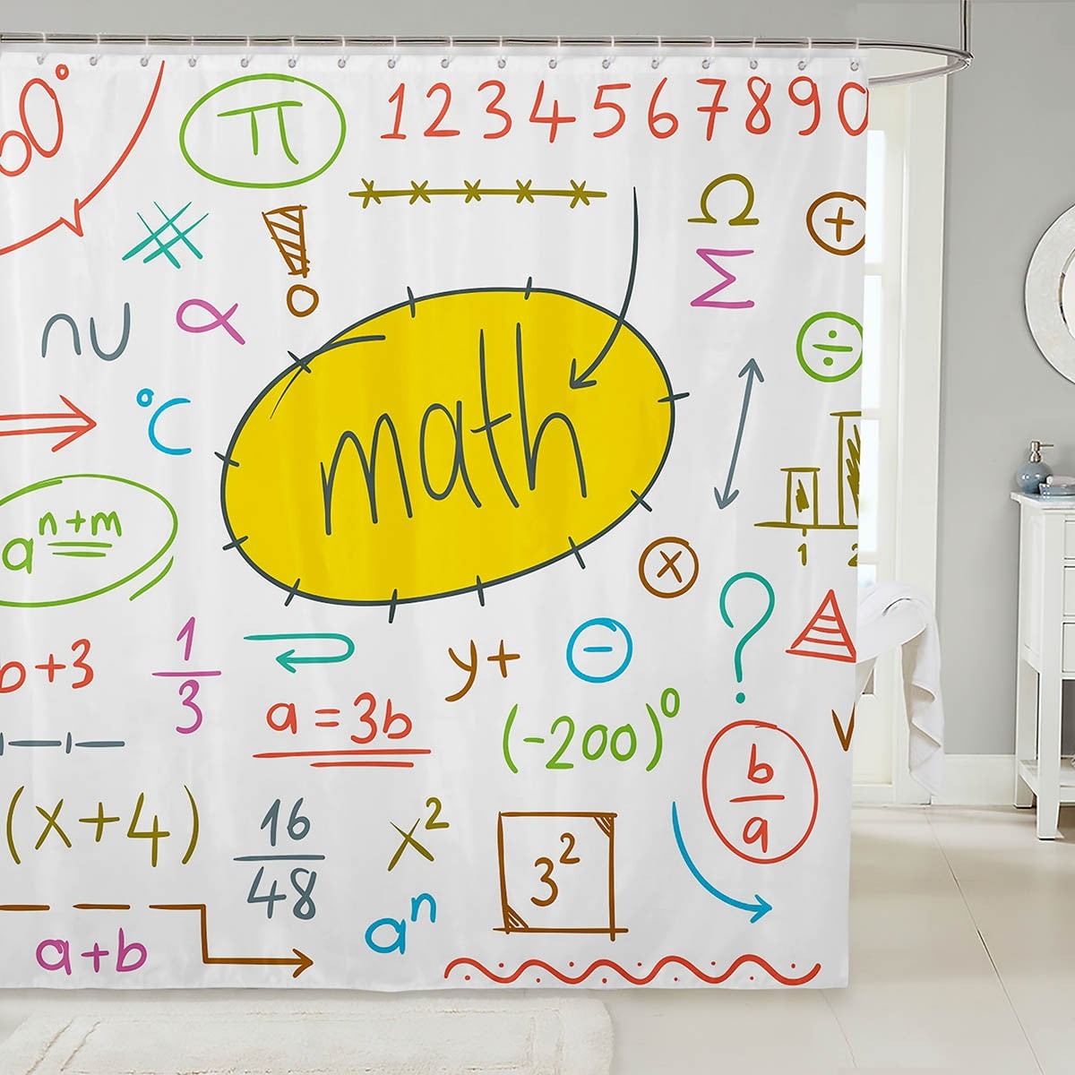 Math Equation Shower Curtain Math Geometry Science Curtains for Boys ...