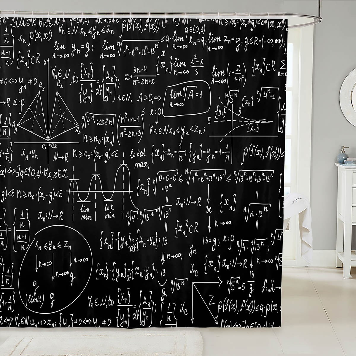 Math Equation Shower Curtain Math Geometry Science Theme Curtains for ...