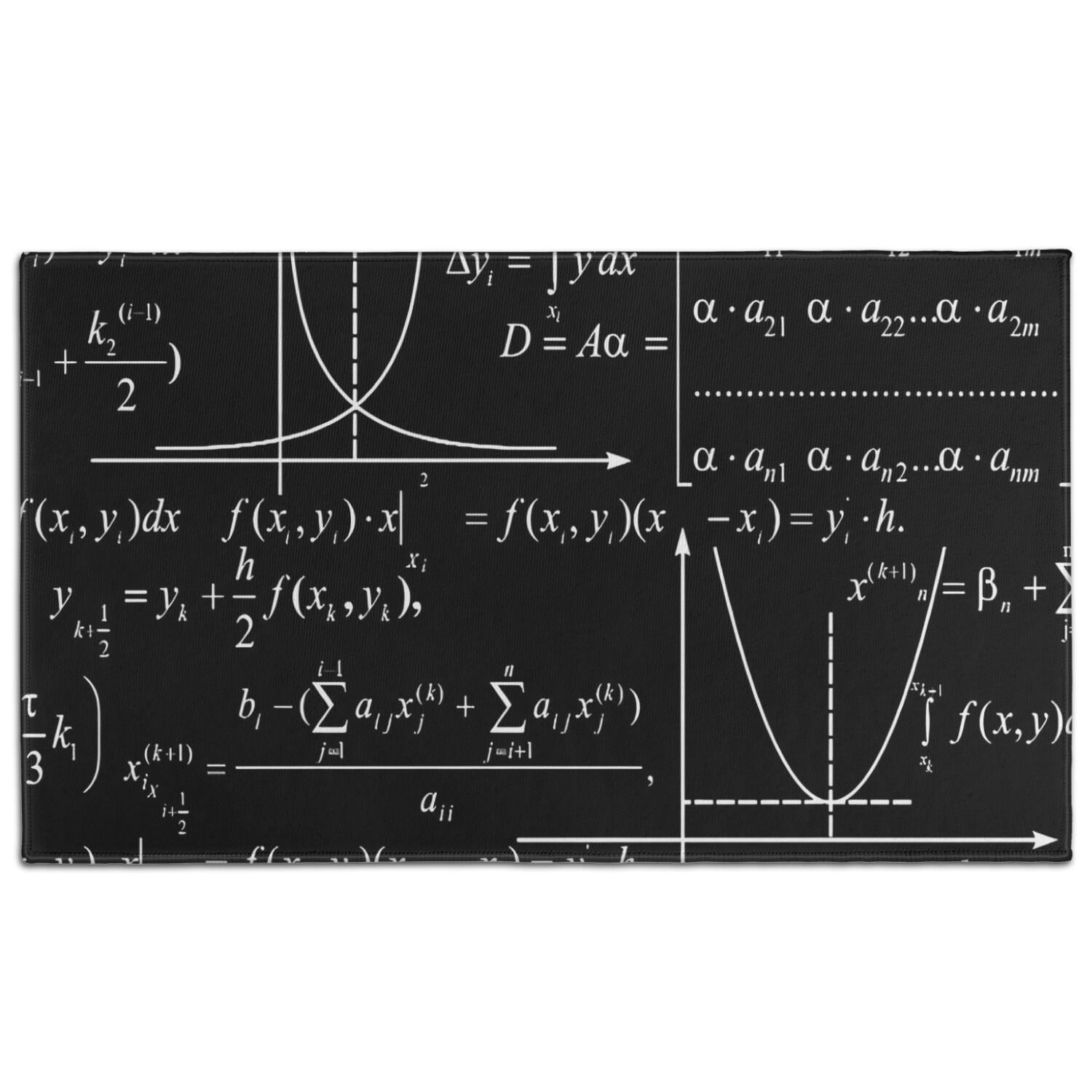 Math Equations Algebra Formulas Black Pattern Door Rugs,Washable Non ...