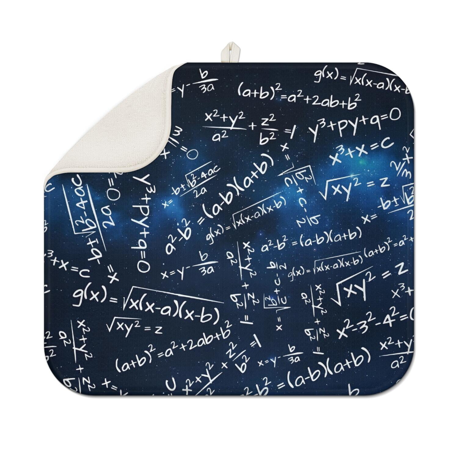 Math Equations Algebra Formulas Blue Pattern Dish Drying Mat for ...