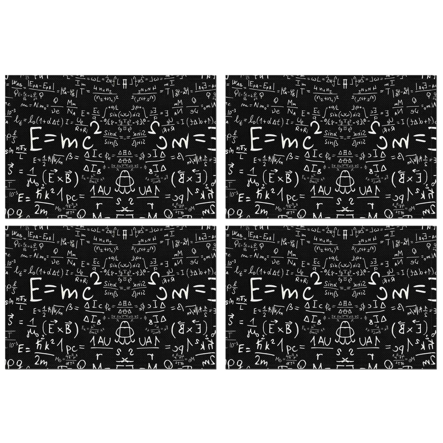 Math Equations Algebra Symbols Black Pattern Summer Placemats Table ...