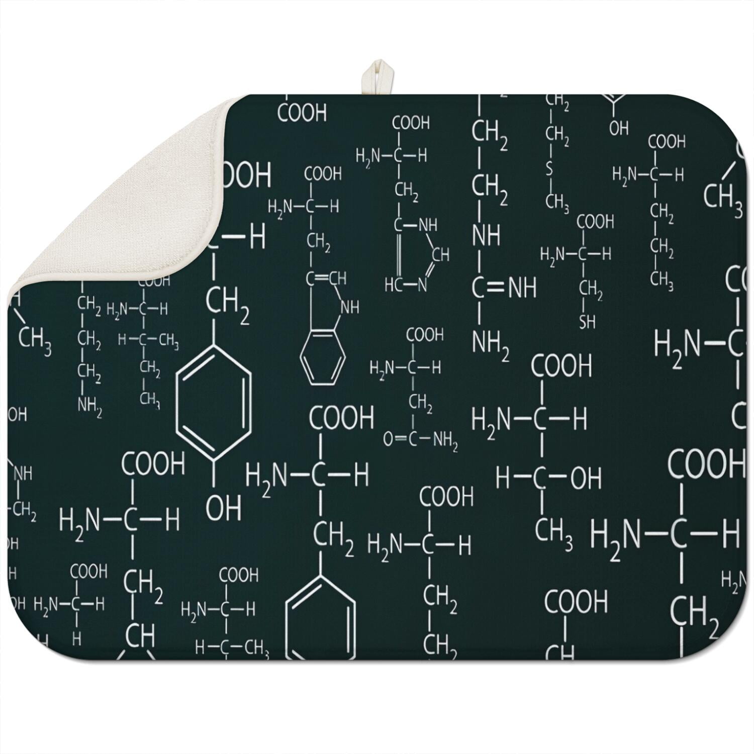 Math Equations Atomic Symbols Neon Pattern Dish Drying Mat for Kitchen ...