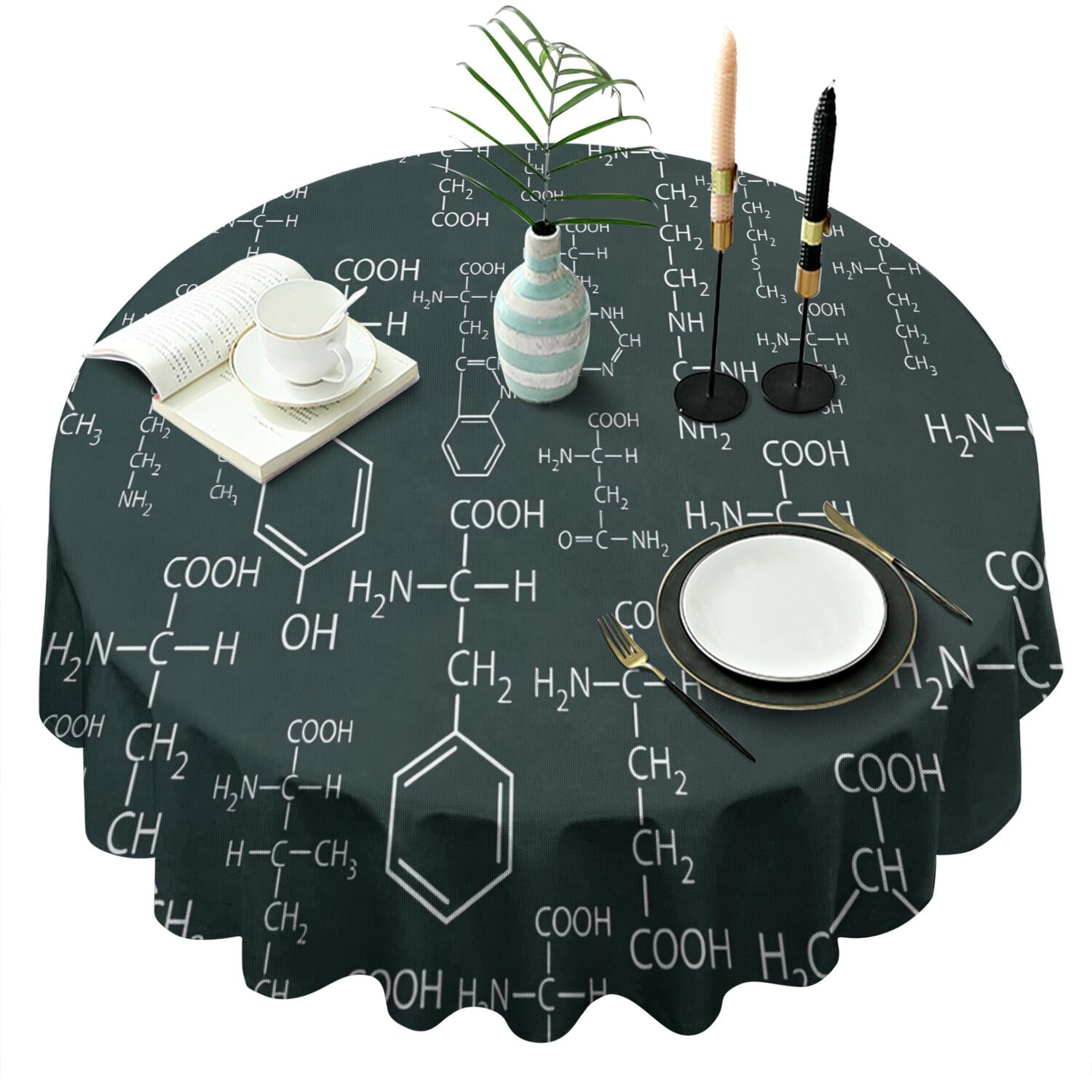 Math Equations Atomic Symbols Neon Pattern Round Tablecloth 60"x60 ...