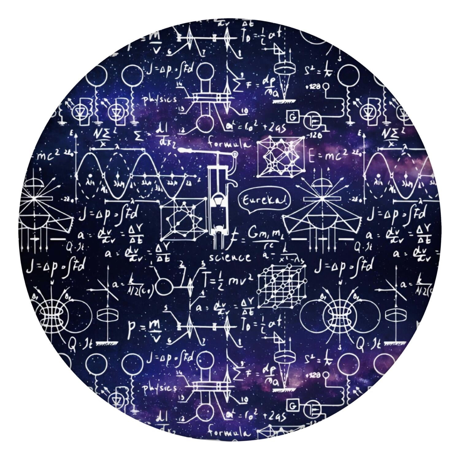 Math Equations Biology Molecules Green Pattern Round Fitted Tablecloth ...