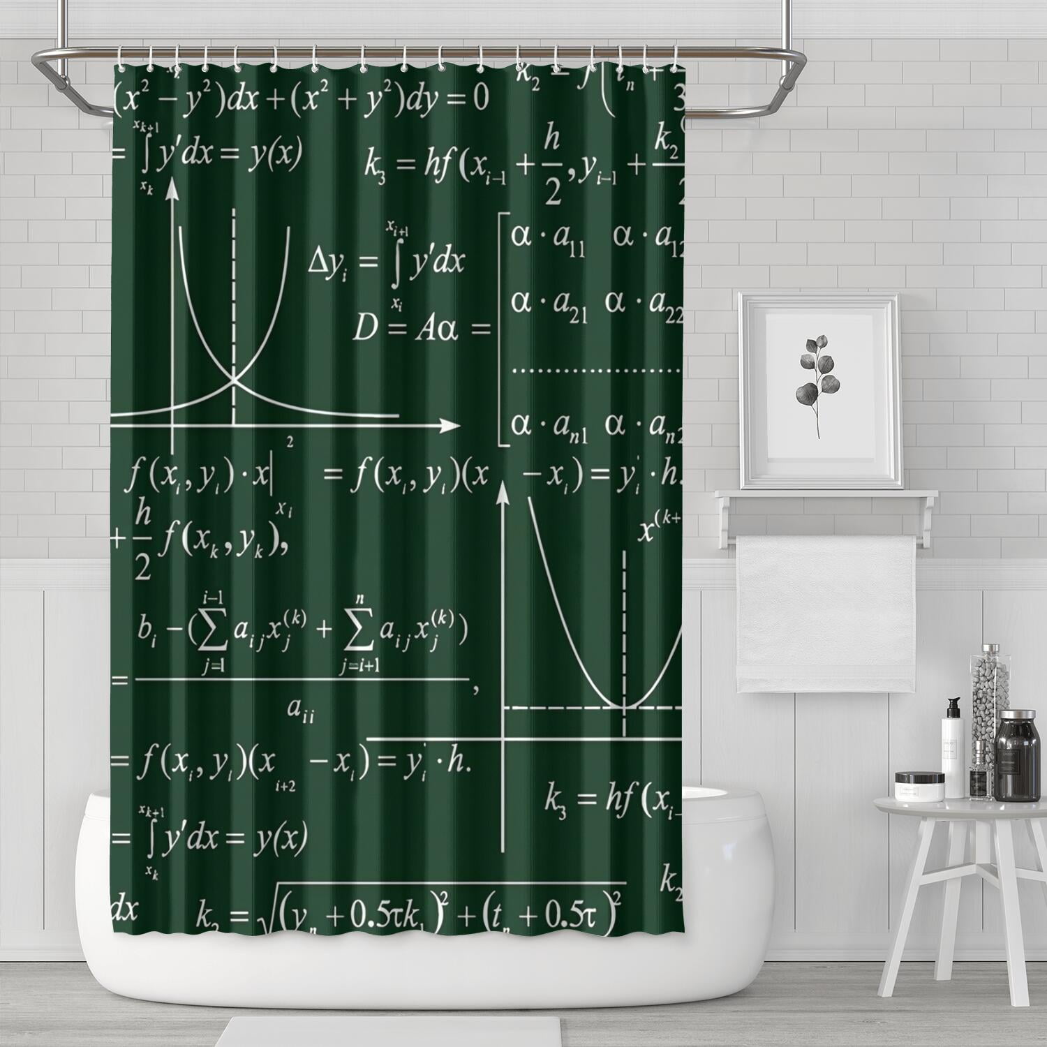 Math Equations Calculus Formulas Green Pattern Shower Curtain 72"x72 ...