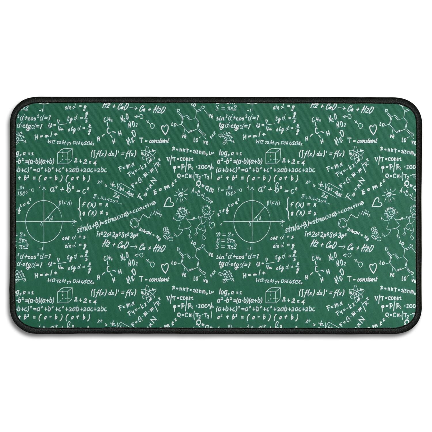 Math Equations Chalkboard Formulas Green Pattern Door Rugs,Washable Non ...