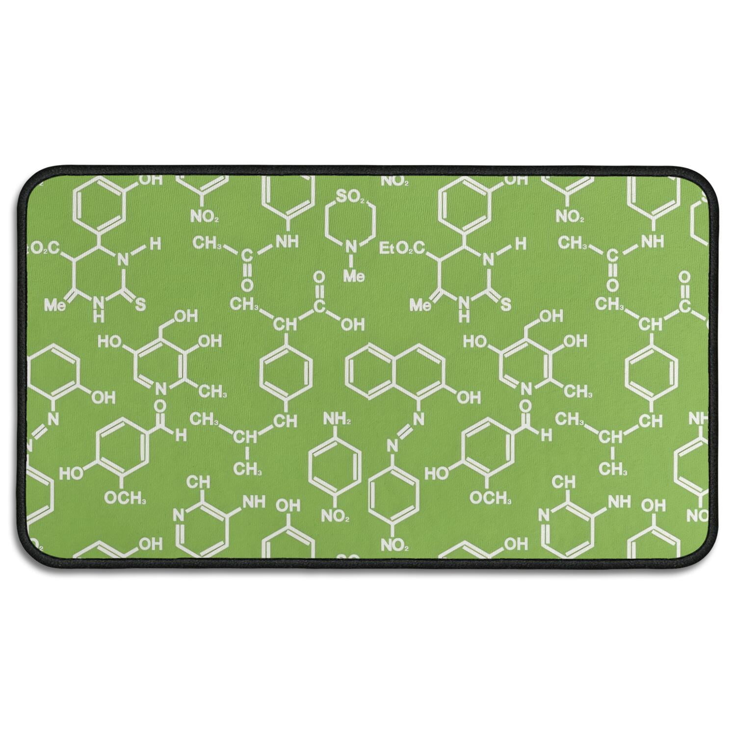 Math Equations Chemical Structures Green Pattern Door Rugs,Washable Non ...