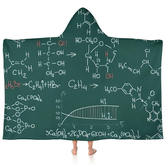 Math Equations Chemistry Reactions Green Pattern Hooded Bath Towel，60 ...