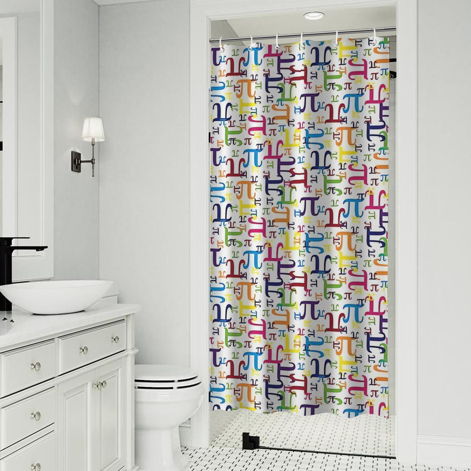 Math Equations Colorful Pi Symbols White Pattern Shower Curtain 36"x72 ...