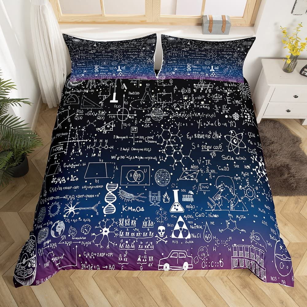 Math Equations Duvet Cover Set Hourglass Purple Galaxy Comforter Cover ...