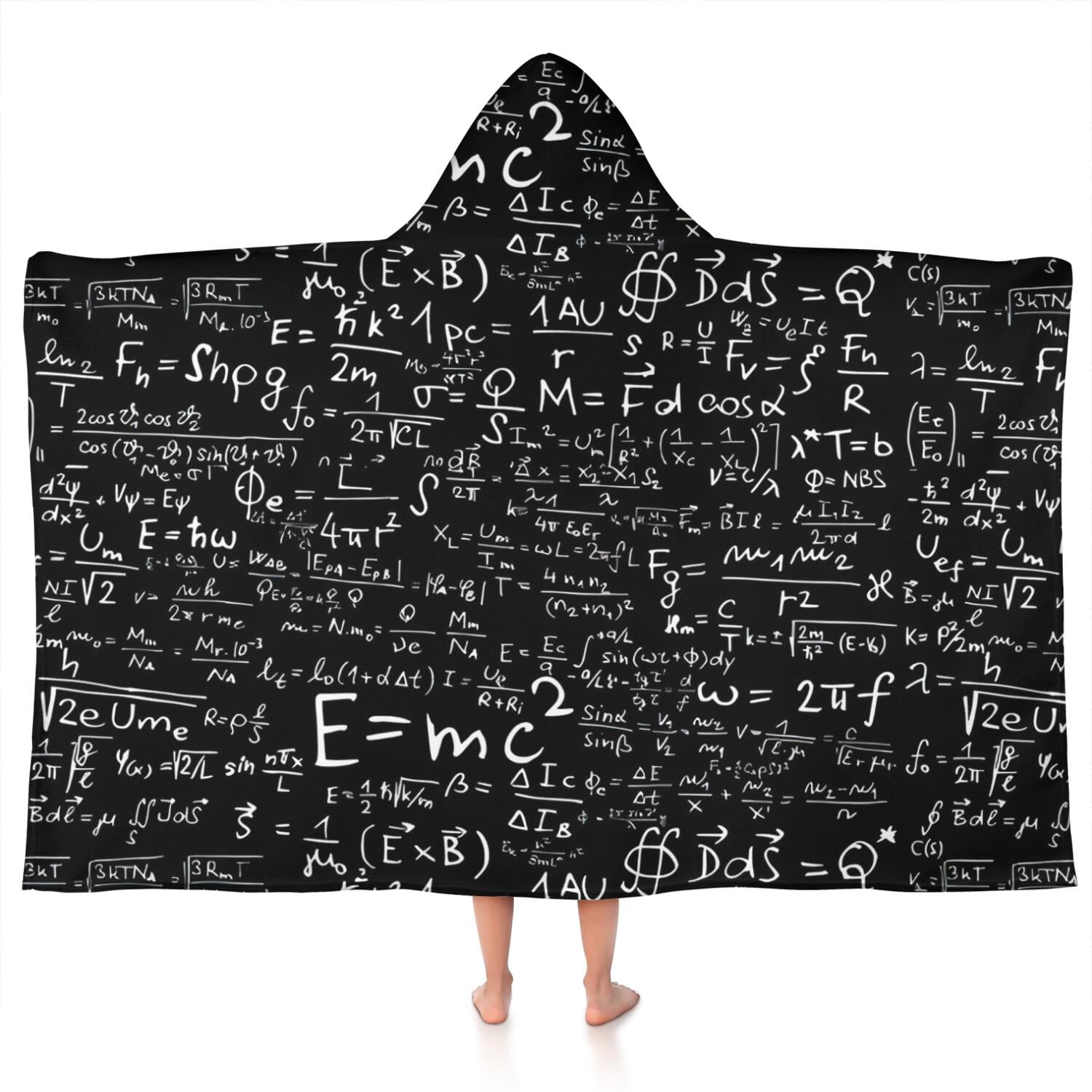 Math Equations Energy Formulas Black Pattern Hooded Bath Towel，50"x30 ...