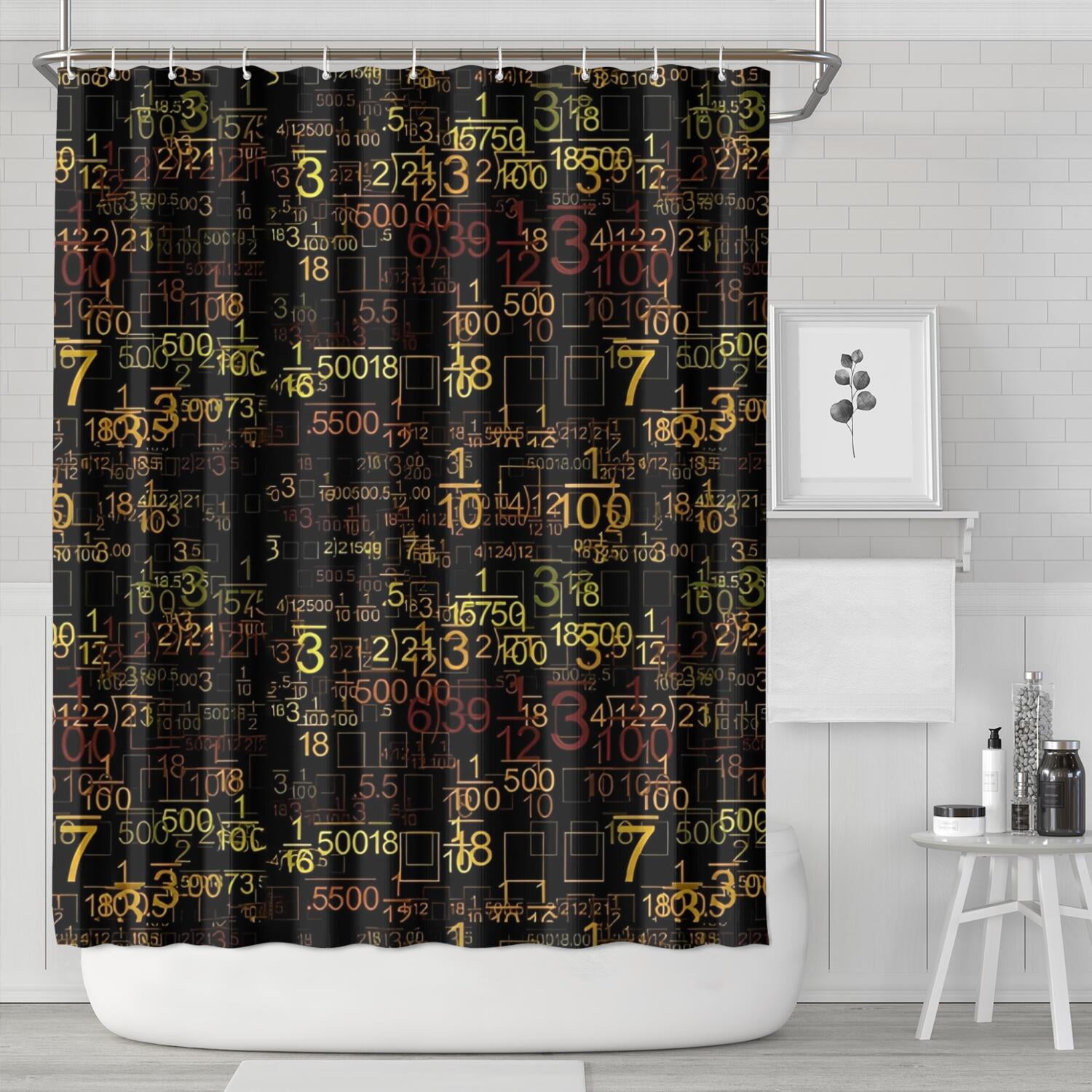 Math Equations Geometric Shapes Black Pattern Shower Curtain 84"x72 ...