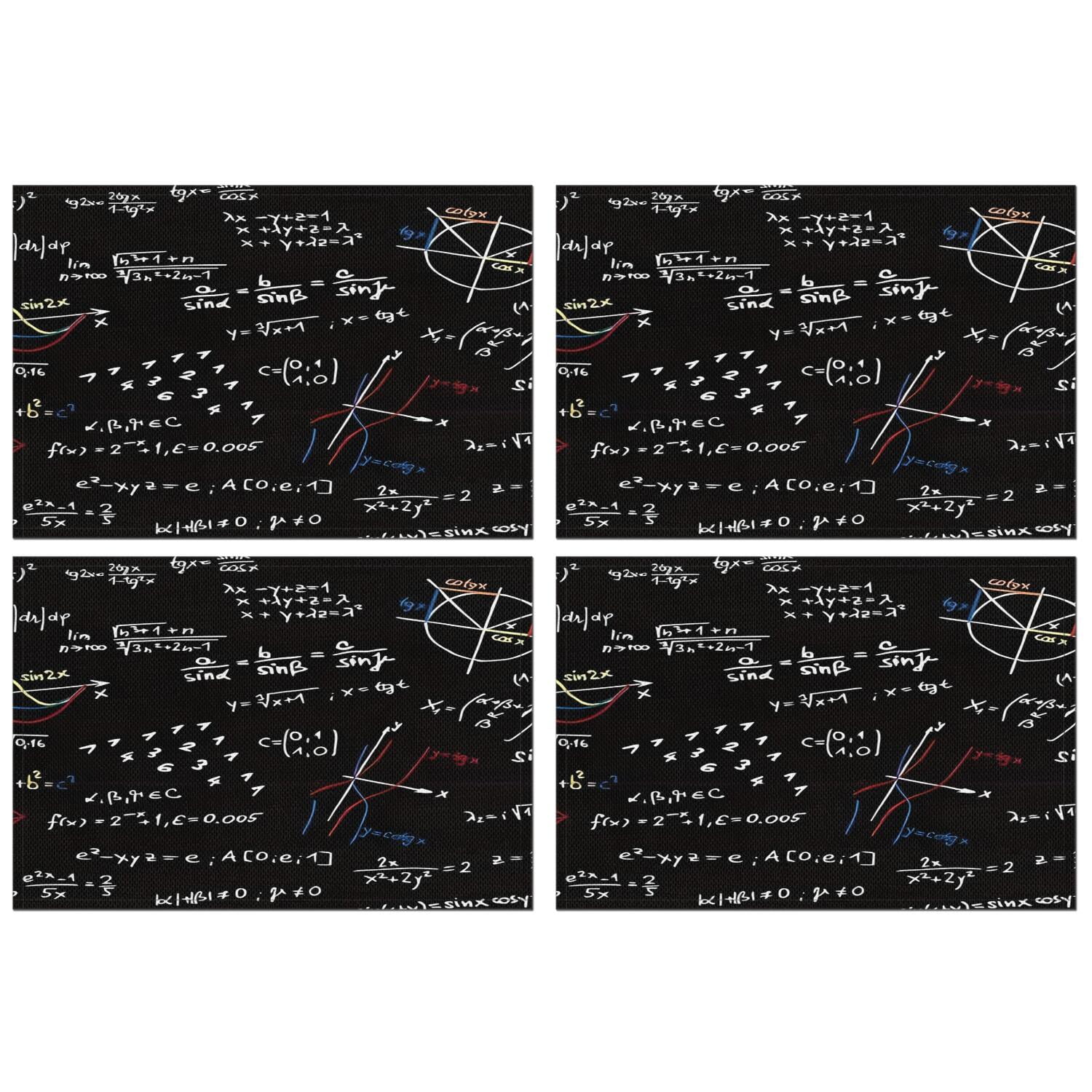 Math Equations Geometric Shapes Black Pattern Summer Placemats Table ...