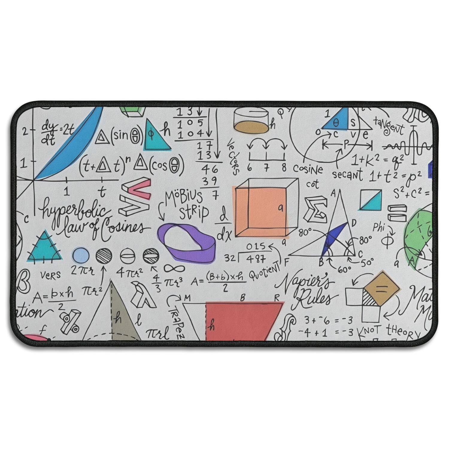 Math Equations Geometric Shapes White Pattern Door Rugs,Washable Non ...