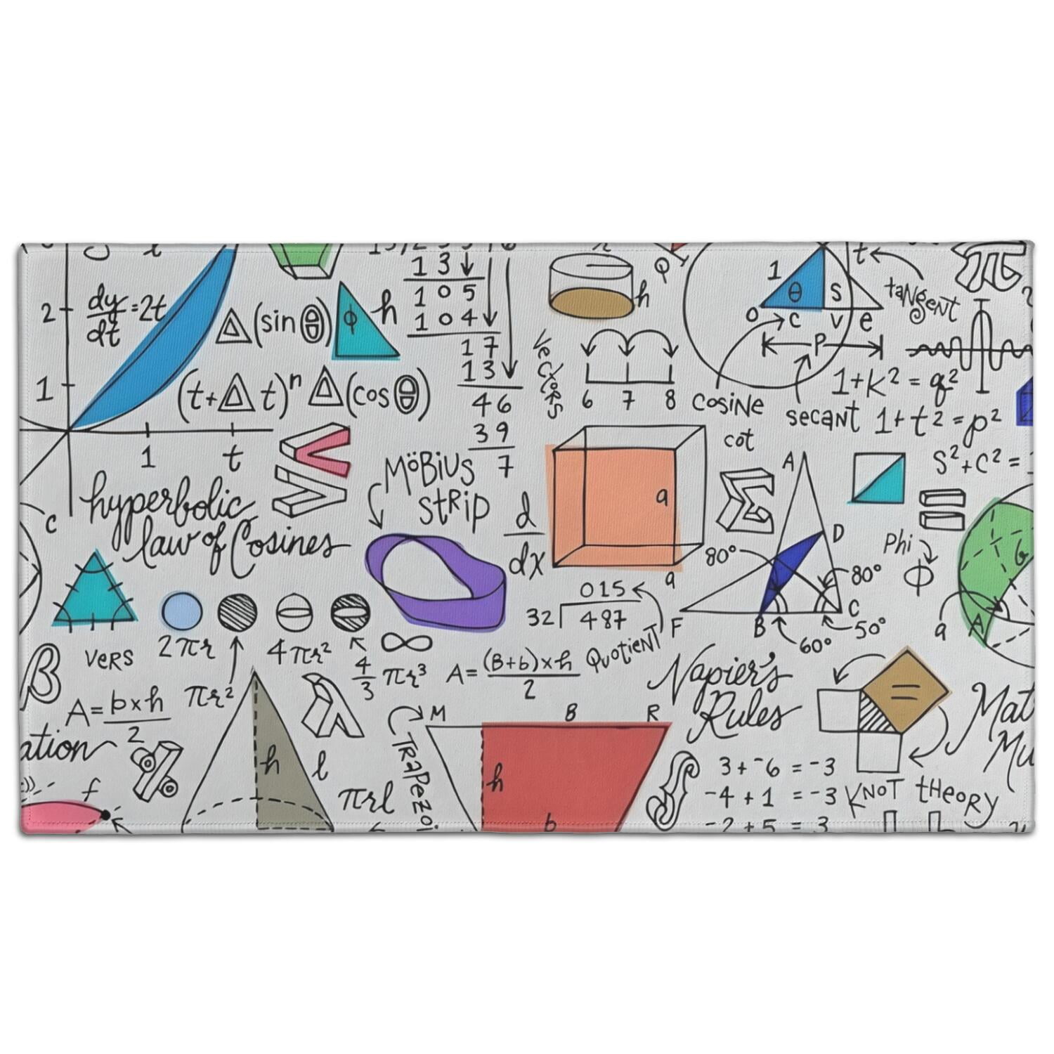 Math Equations Geometric Shapes White Pattern Door Rugs,Washable Non ...