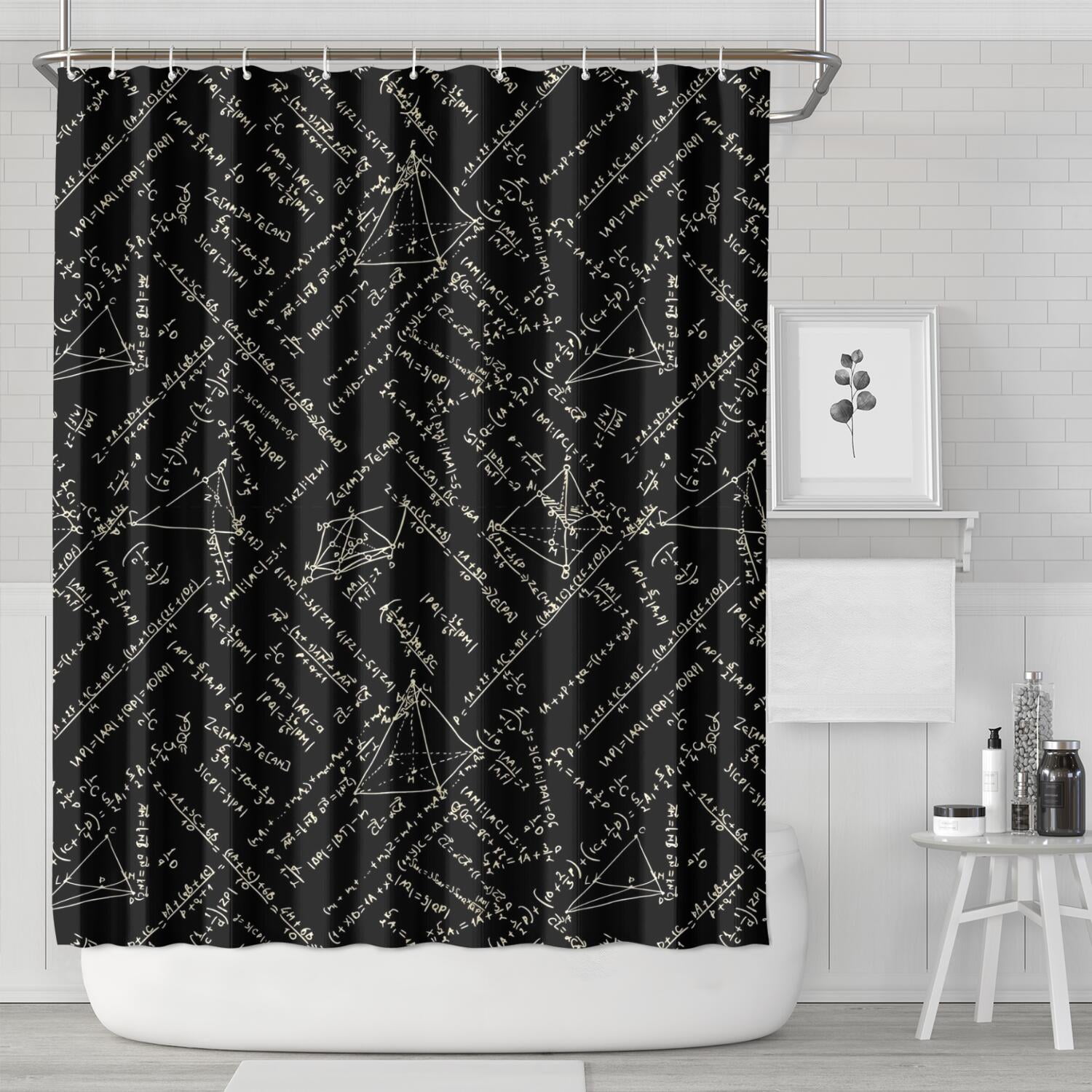 Math Equations Geometry Black Pattern Shower Curtain 72"x84" ,Bathroom ...