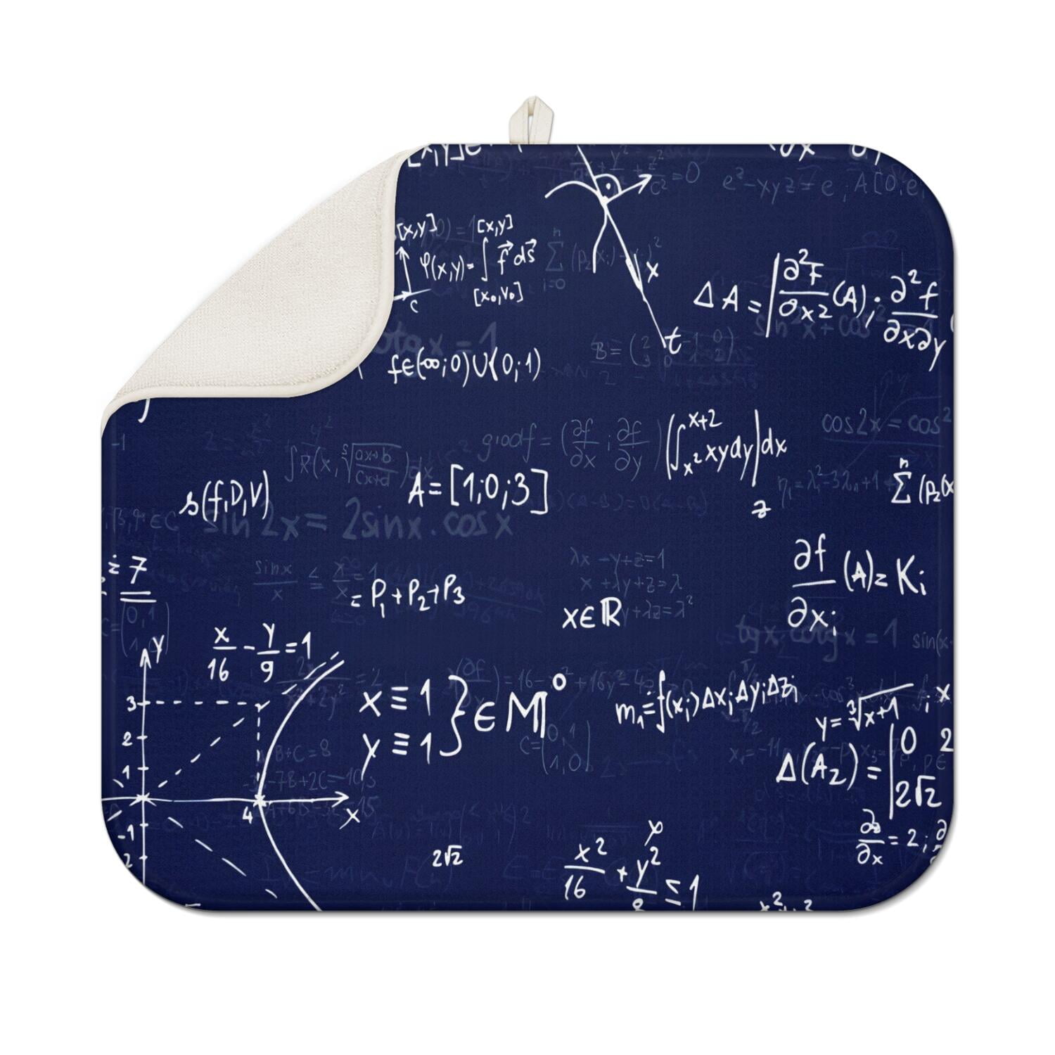 Math Equations Graphs Black Pattern Dish Drying Mat for Kitchen 1 Pack ...