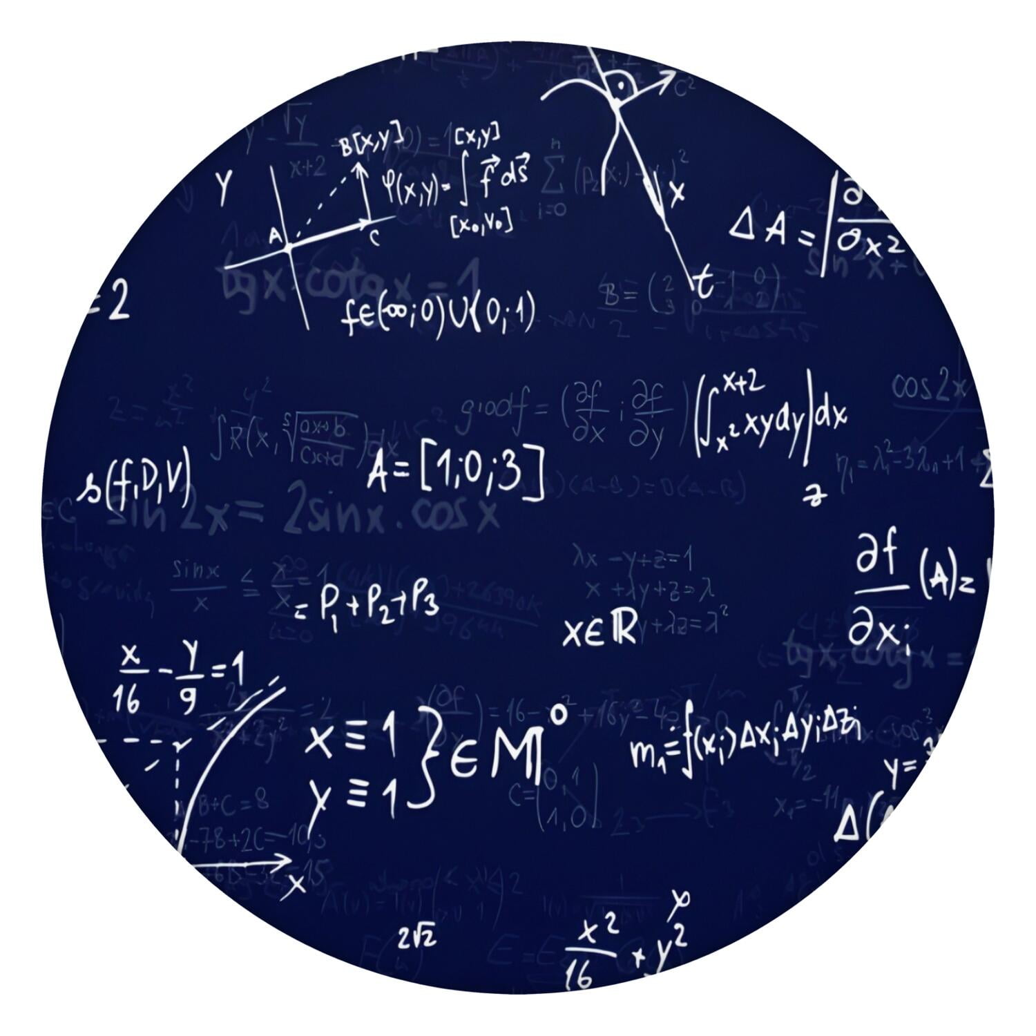 Math Equations Graphs Black Pattern Round Fitted Tablecloth with ...