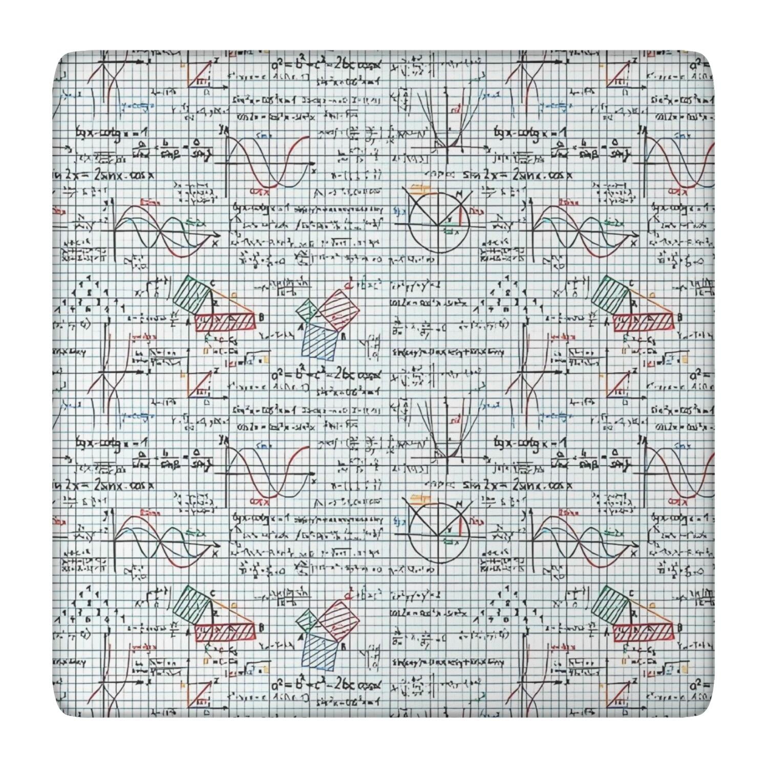 Math Equations Grid Formulas Pattern Square Fitted Tablecloth with ...