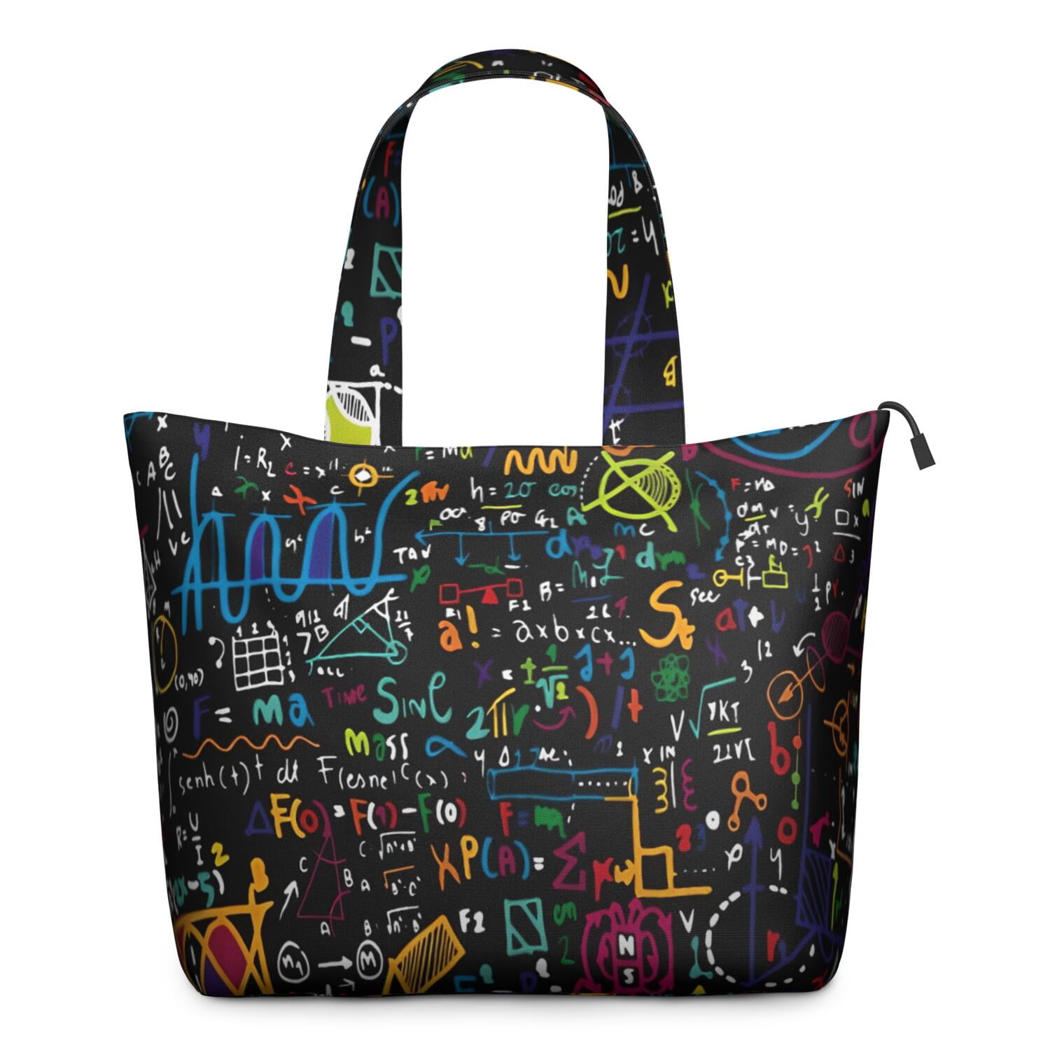 Math Equations Handwritten Notes Black Pattern Travel Tote Bags for ...