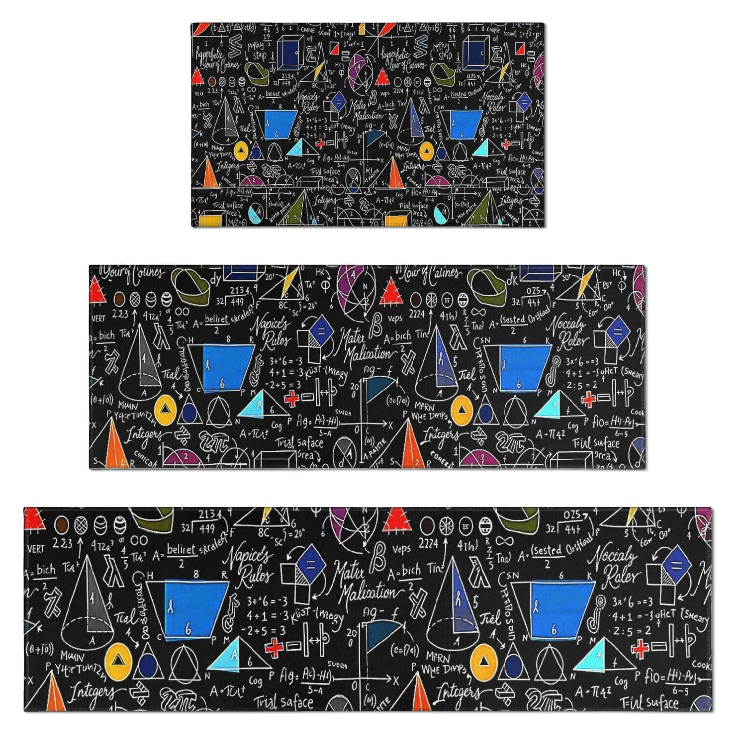 Math Equations Math Icons Colorful Pattern Kitchen Rugs Sets Of 3 ...