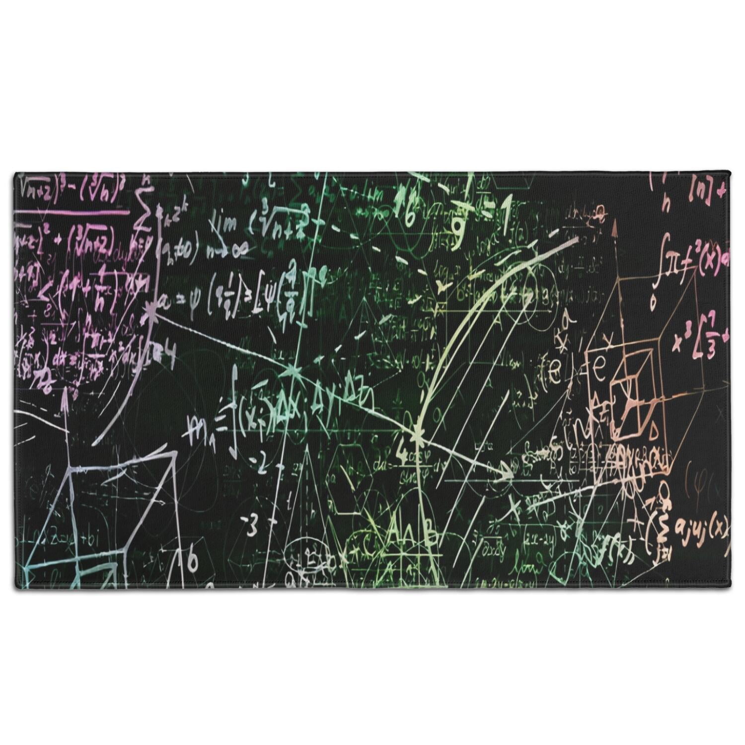 Math Equations Multicolor Formulas Black Pattern Door Rugs,Washable Non ...