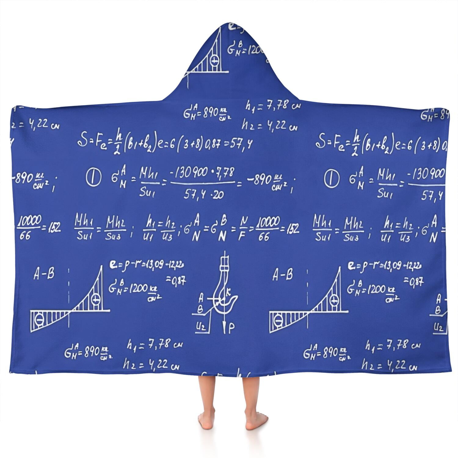 Math Equations Physics Diagrams Blue Pattern Hooded Bath Towel，50"x30 ...