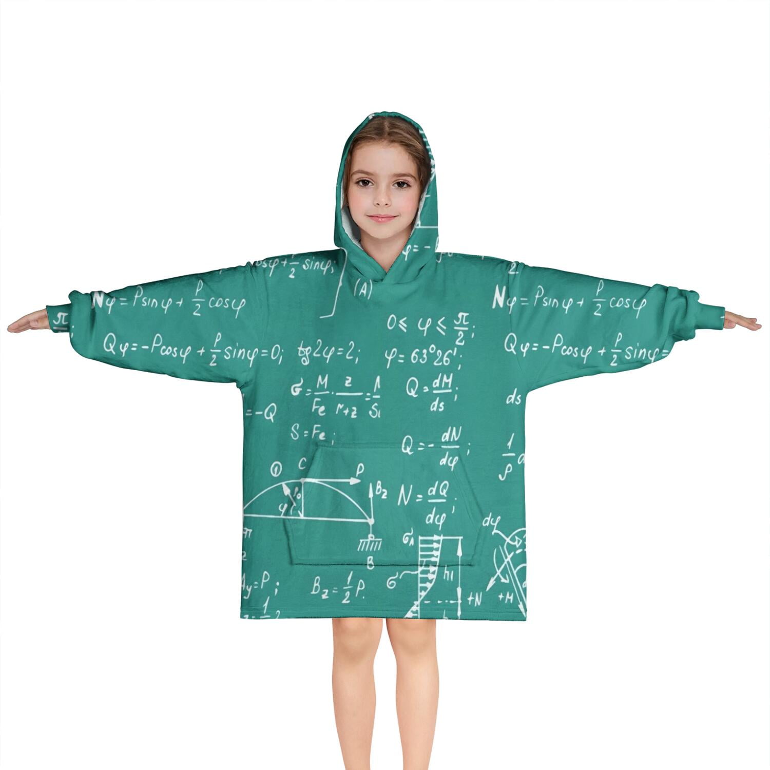 Math Equations Physics Formulas Green Pattern Blanket Hoodies for Kids ...