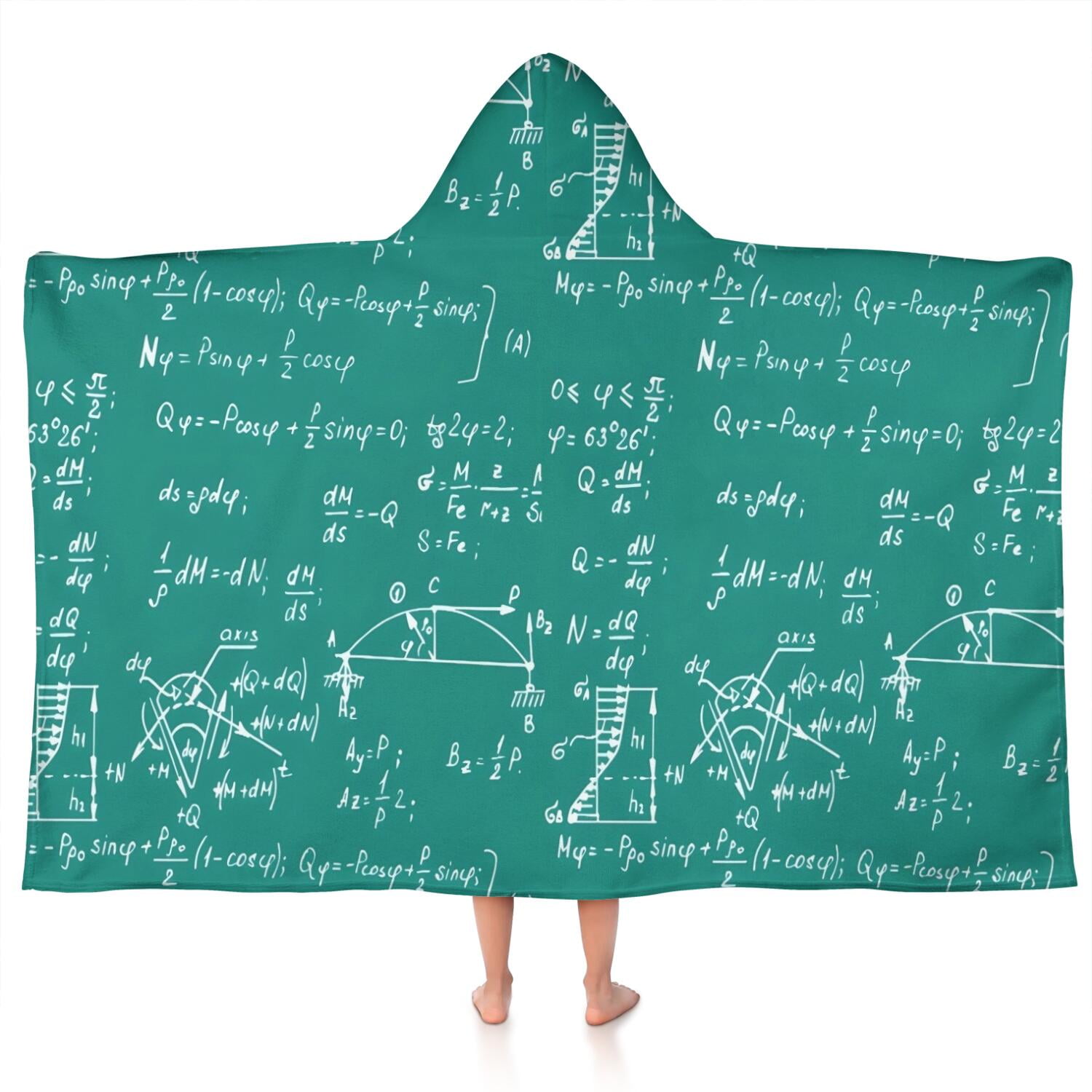 Math Equations Physics Formulas Green Pattern Hooded Bath Towel，50"x30 ...