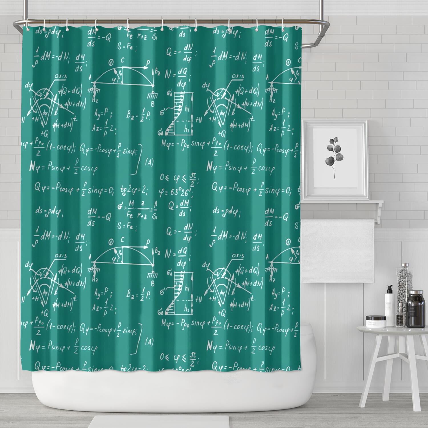 Math Equations Physics Formulas Green Pattern Shower Curtain 72"x84 ...