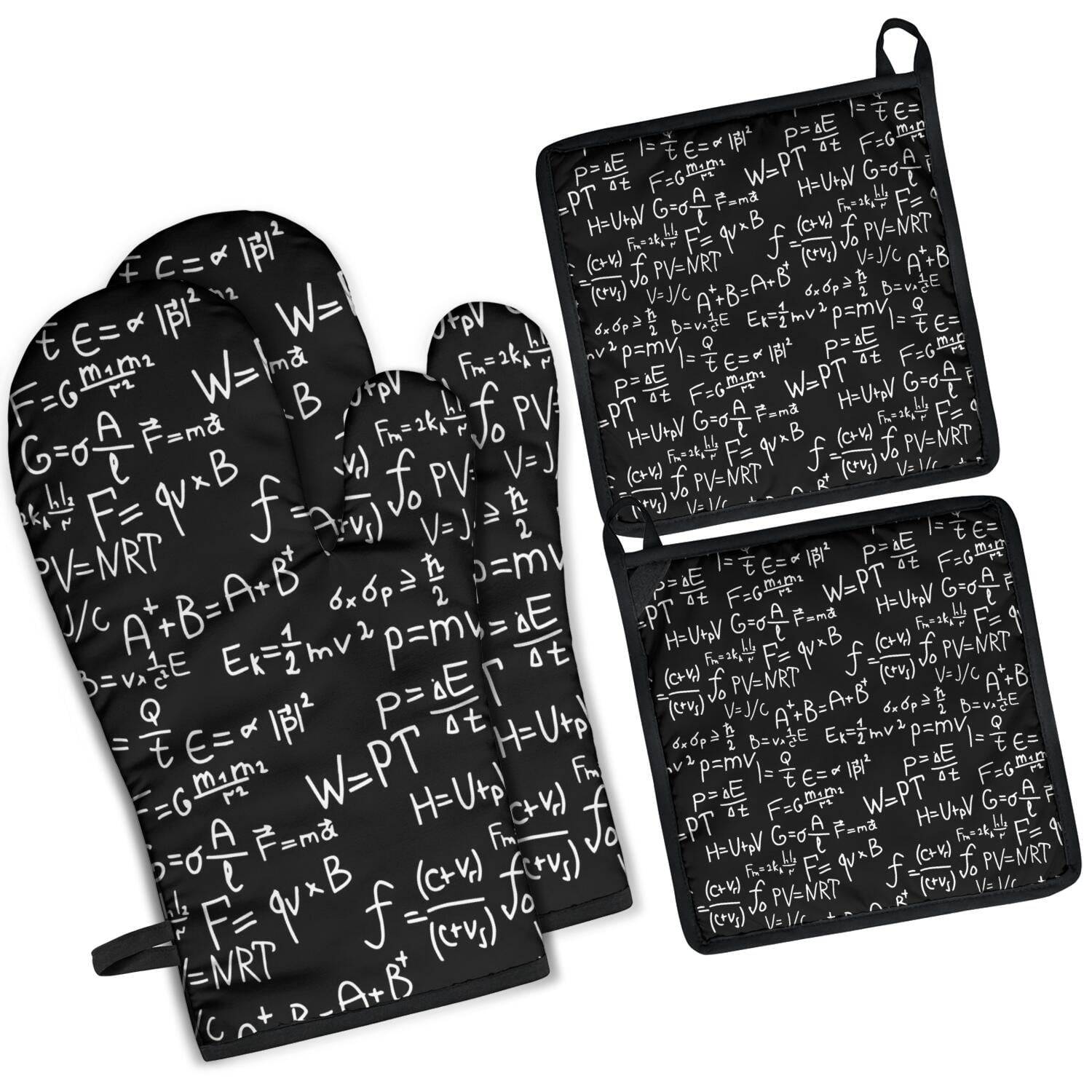 Math Equations Quantum Symbols Purple Pattern Kitchen Oven Mitt and Pot ...